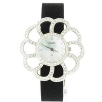 Black Swarovski Crystal Flower Watch - Bobby Schandra
