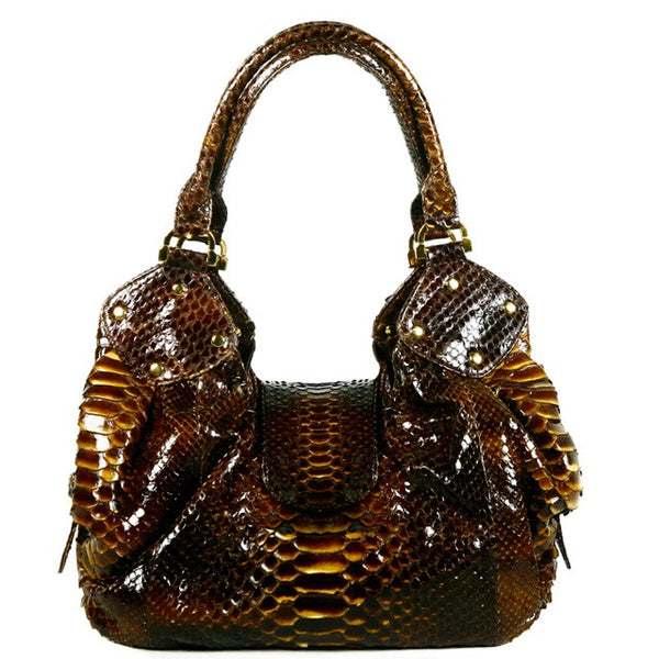 Patent Brown Python Bag - Bobby Schandra