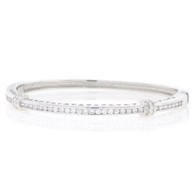Silver and Round CZ Bangle - Bobby Schandra