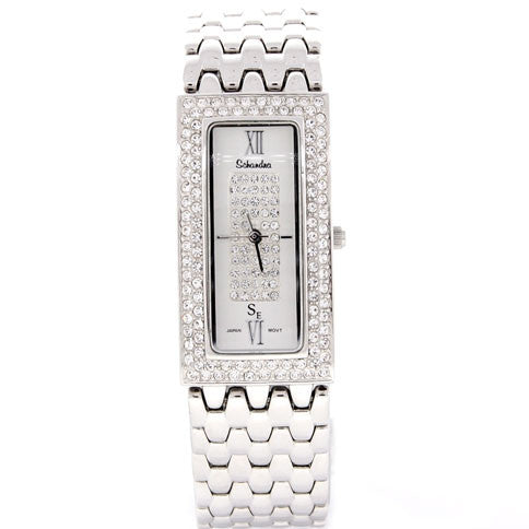 Silver Swarovski Crystal Rectagular Watch - Bobby Schandra